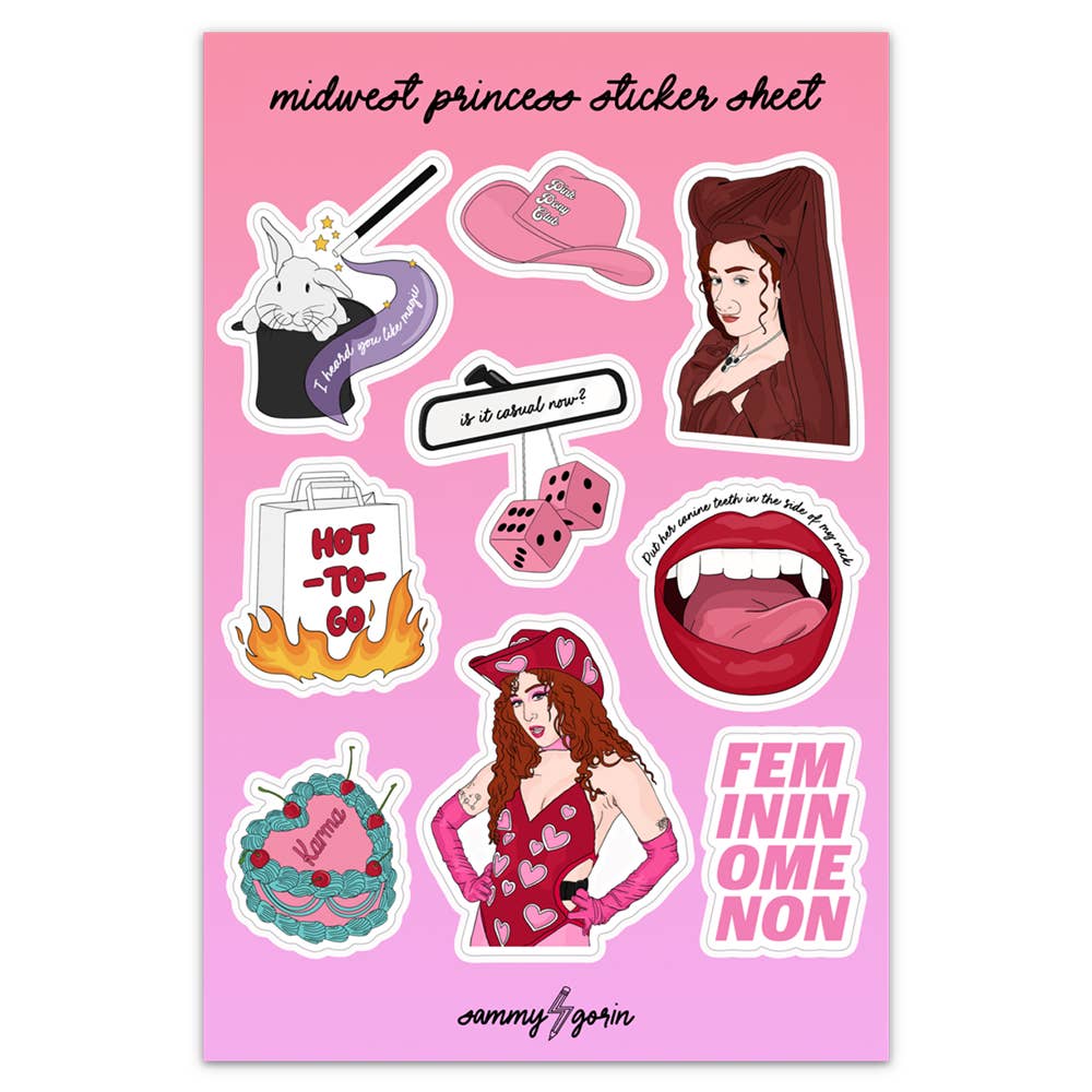 Chappell Roan Midwest Princess Vinyl Sticker Sheet — Marrygrams