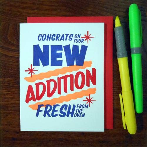 Grocery Congrats New Addition Fresh Oven Baby Card — Marrygrams