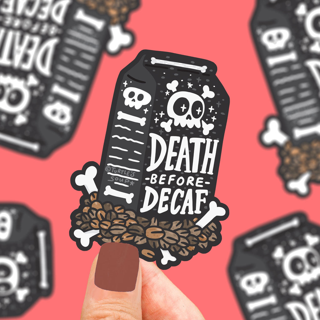 Death Before Decaf Vinyl Sticker — Marrygrams